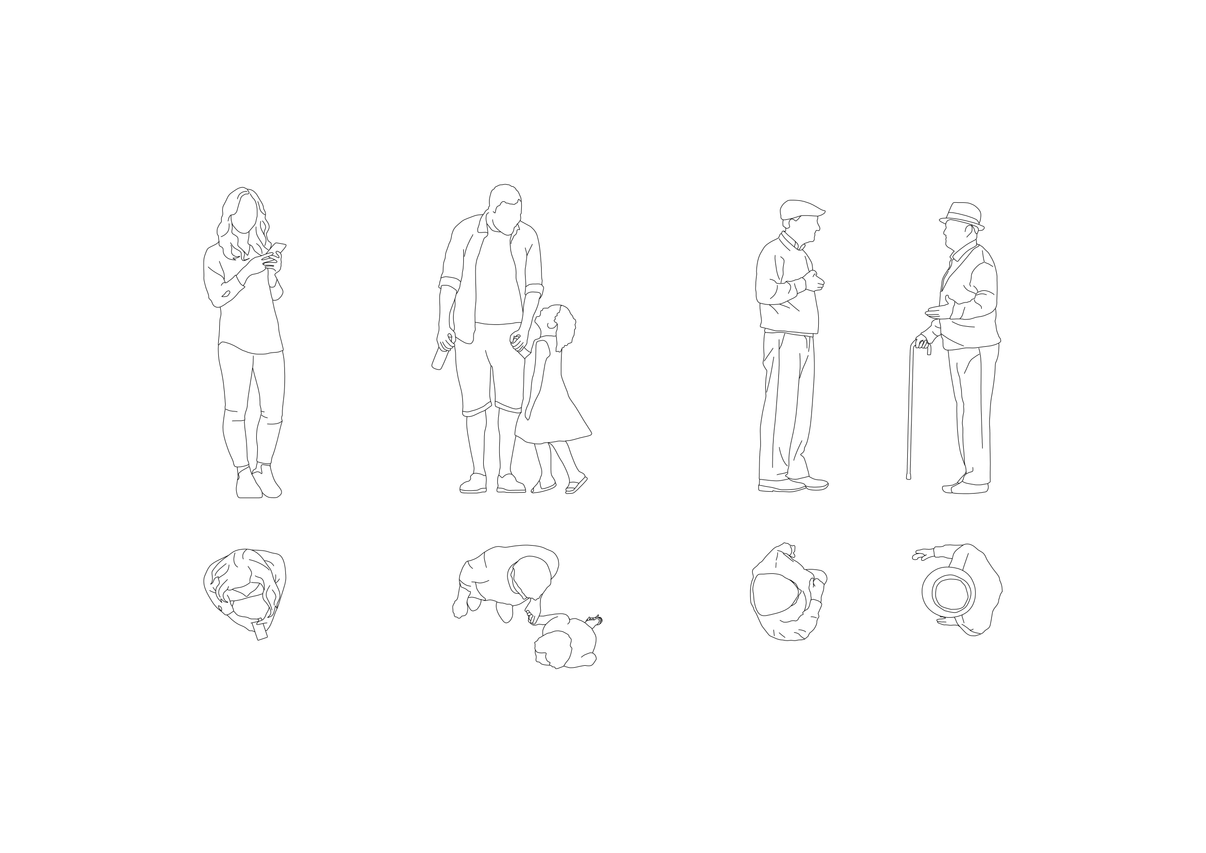 50 People DWG CAD Blocks in Plan and Elevation – Cadnature