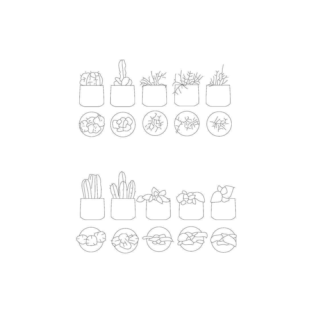 Potted Plants DWG CAD Blocks in Plan and Elevation – Cadnature