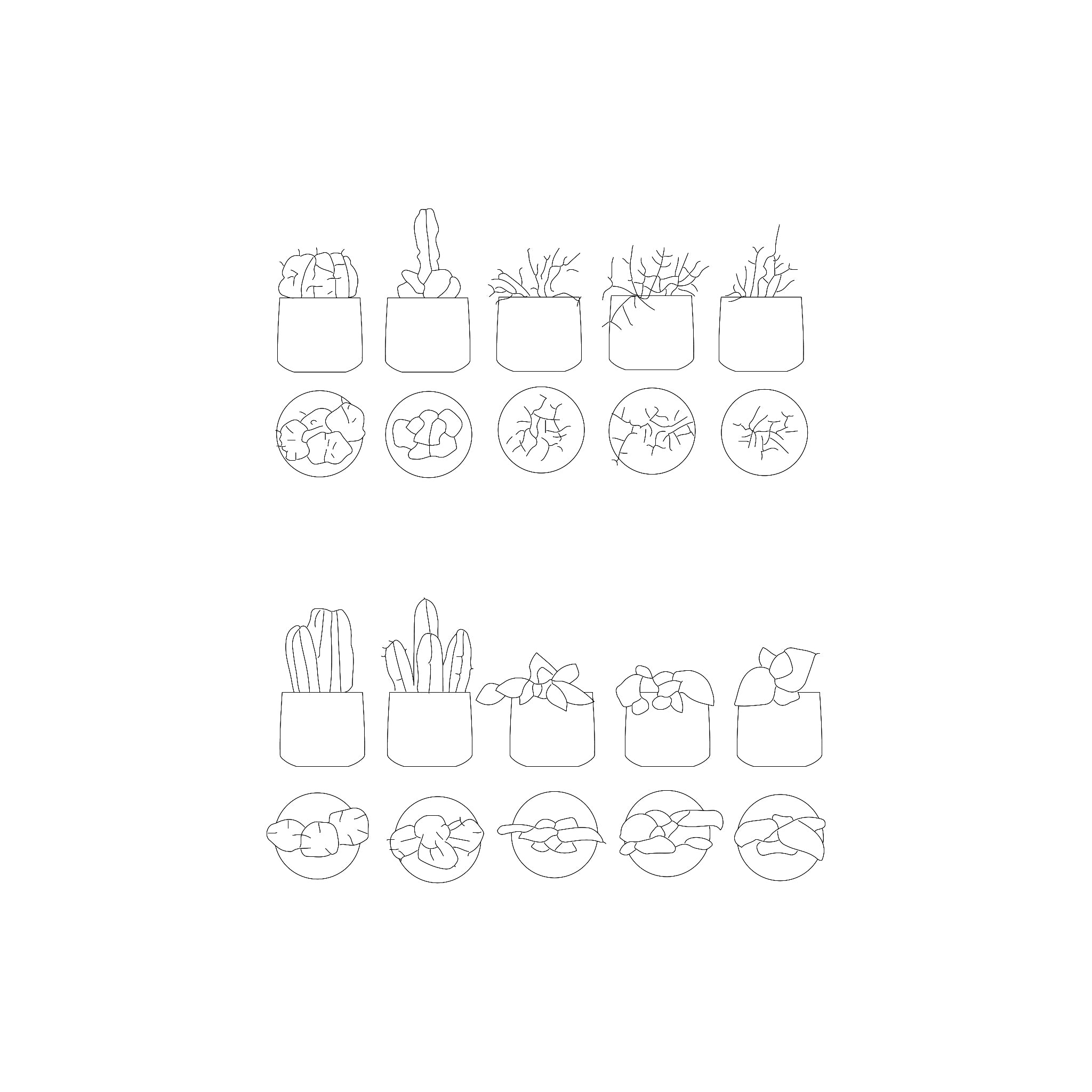 Potted Plants DWG CAD Blocks in Plan and Elevation – Cadnature