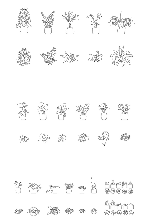Potted Plants DWG CAD Blocks in Plan and Elevation – Cadnature