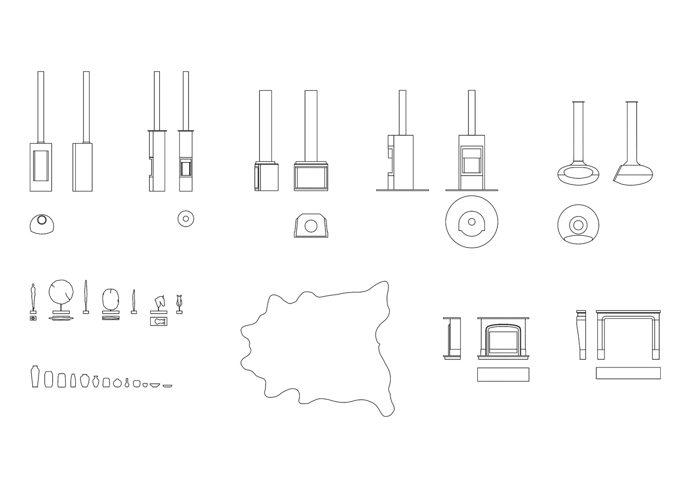 Living Room Furniture DWG CAD Blocks in Plan and Elevation (150 Pieces ...