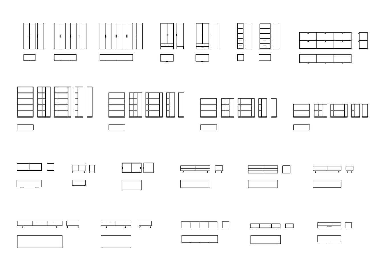 Living Room Furniture DWG CAD Blocks in Plan and Elevation (150 Pieces ...