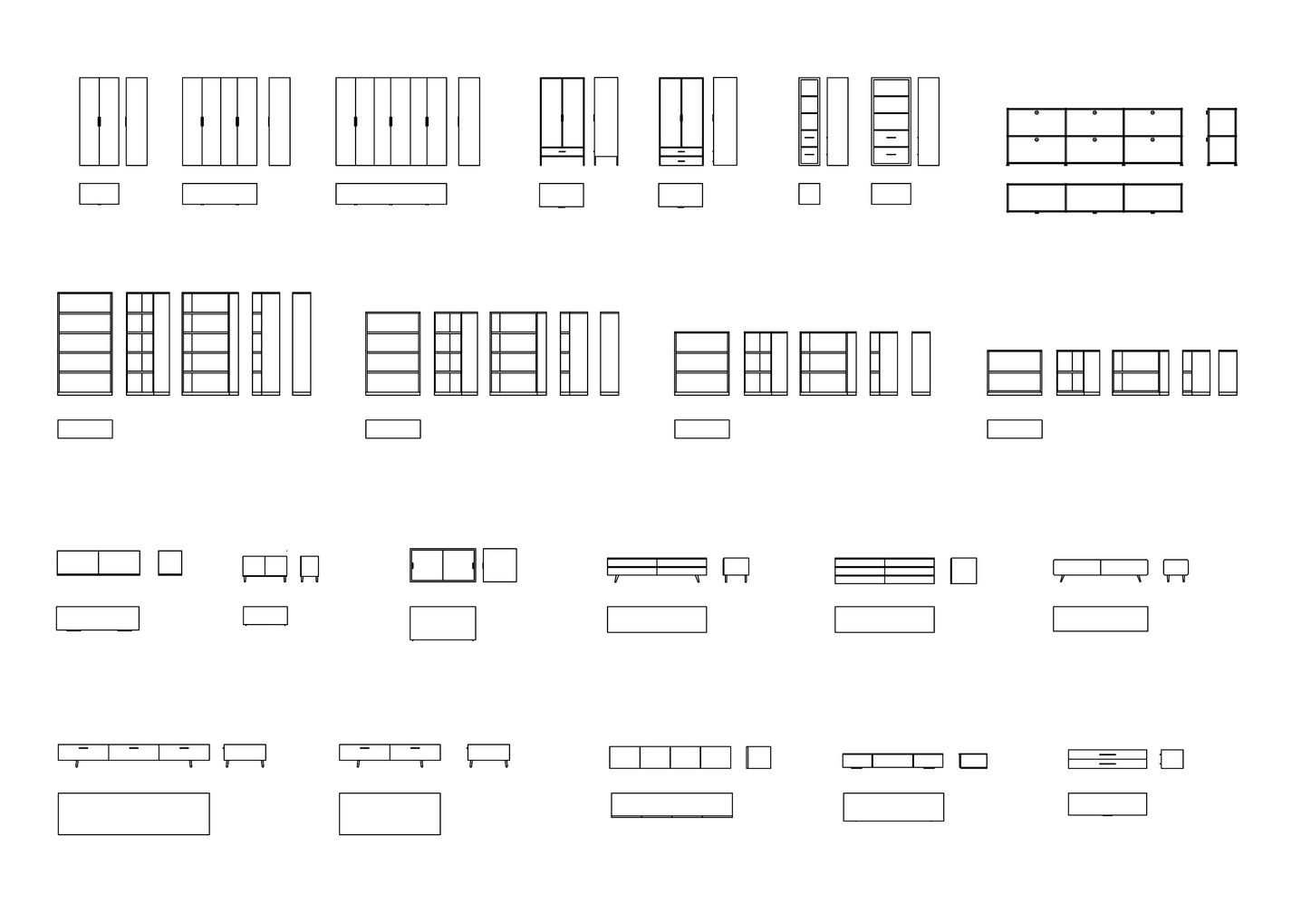 Living Room Furniture DWG CAD Blocks in Plan and Elevation (150 Pieces ...