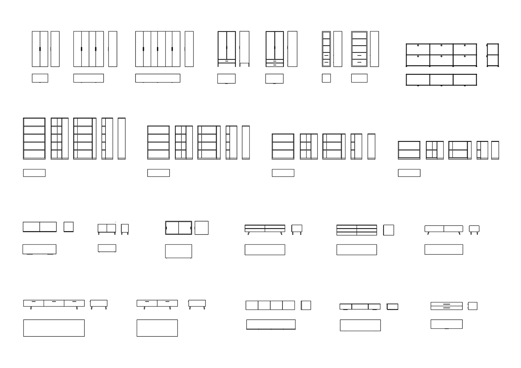 Living Room Furniture DWG CAD Blocks in Plan and Elevation (150 Pieces ...