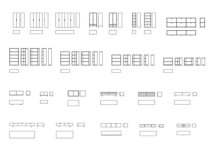 Living Room Furniture DWG CAD Blocks in Plan and Elevation (150 Pieces ...
