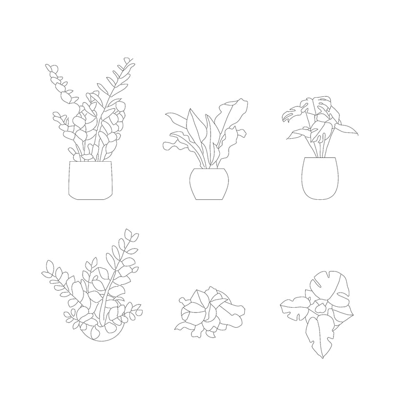 Potted Plants DWG CAD Blocks in Plan and Elevation – Cadnature