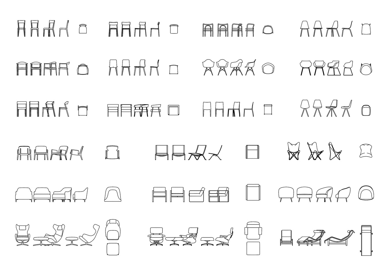 Living Room Furniture DWG CAD Blocks in Plan and Elevation (150 Pieces ...