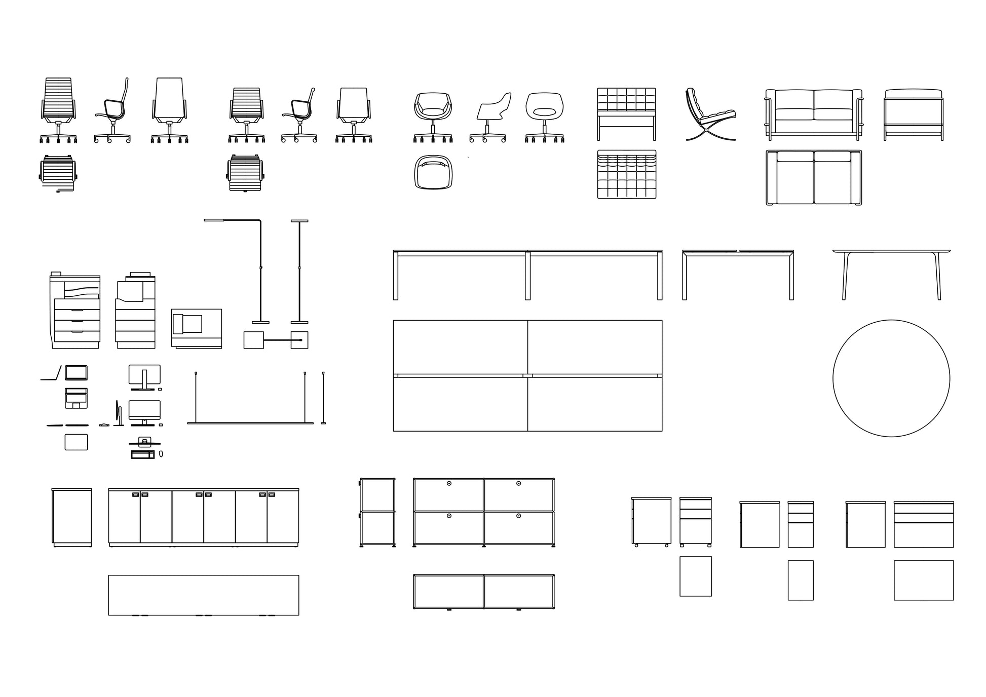 Office Furniture Dwg Cad Blocks In Plan And Elevation 40 Pieces Cadnature